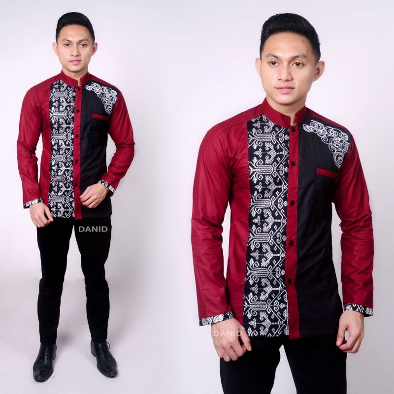 Model Baju Batik Pria Lengan Panjang Kombinasi - HOBINGEBLOG.COM